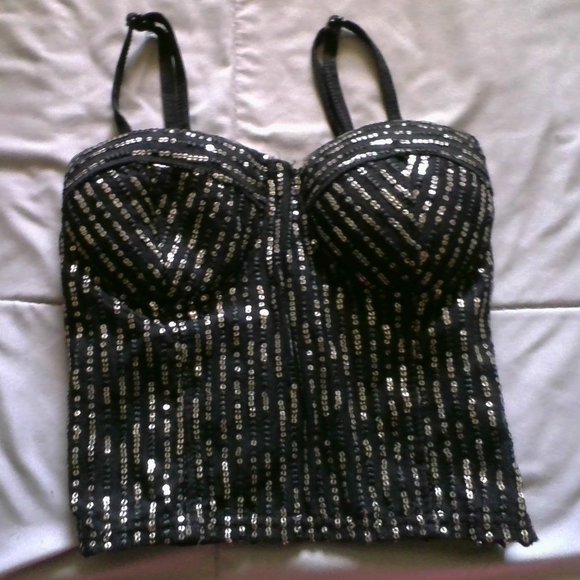 jezbel roxii | Tops | Gold Black No Bra Needed Crop Top | Poshmark